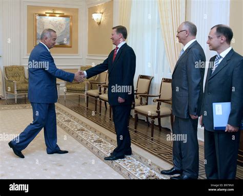 Left To Right Background Uzbek President Islam Karimov And Russian