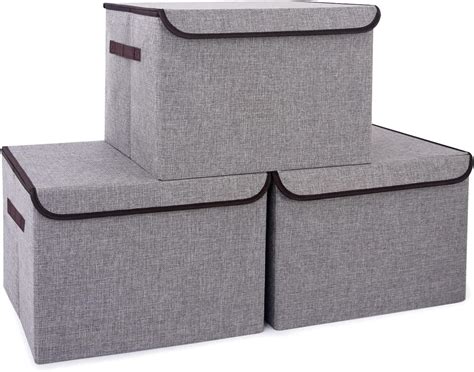 Large 17 42 Quarts Collapsible Stackable Storage Bins With Lids [3