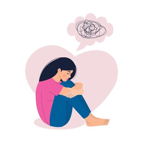Premium Vector Sad Woman In Depression Sitting And Hugging Her Knees