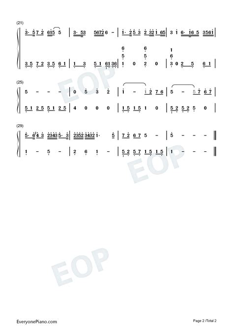 梁祝 简单版双手简谱预览 Eop在线乐谱架