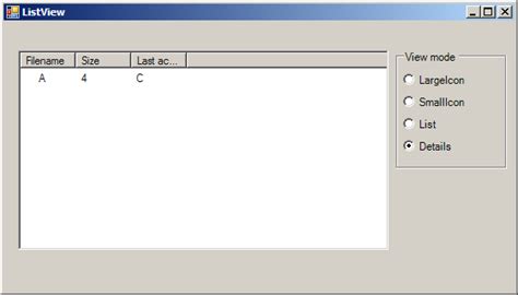 use radiobutton to control the listview display style listview gui