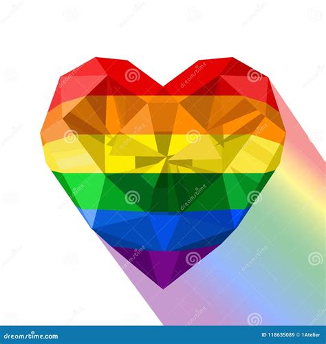 Gay Pride Flag Heart Shaped Rainbow Flag Logo Lgbt Love Symbol Stock