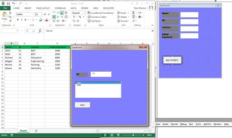 excel get row data from sheet1 then put it in another userform