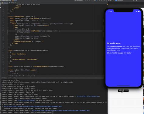 react navigation custom navigation drawer and sharing state from custom