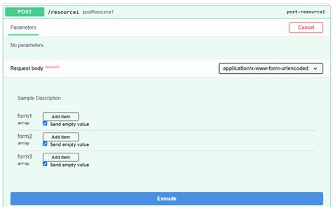 swagger ui not showing the datatype of array for application x form