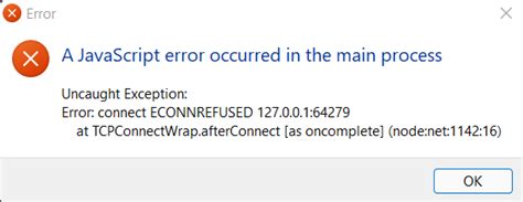 an error pops up `a javascript error occured in the main process