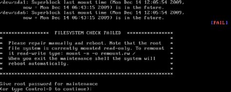 error superblock last mount time is in the future