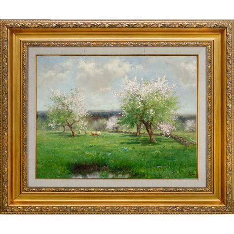 【楽天市場】絵画 F6号 ジョゼフ・h・グリーンウッド「りんご園」 複製画 世界の名画 額入り 風景画 アメリカの印象派 ウースター美術館（米