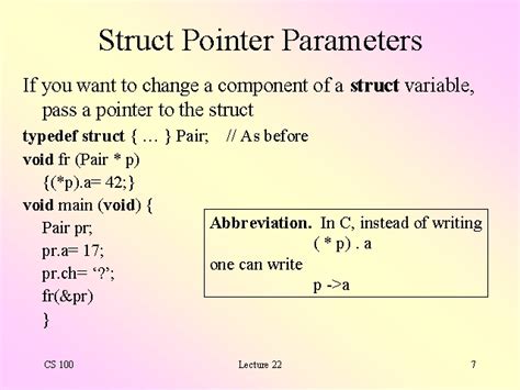 struct pointer parameters
