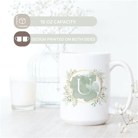 Carta De Monograma Floral Personalizada Taza De Café Inicial Etsy México
