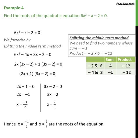 Example 4 Find Roots Of 6x2 X 2 0 Chapter 4 Class 10