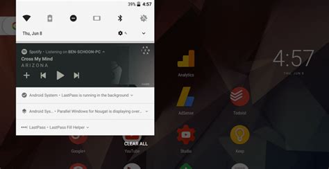 hide persistent notification for background apps
