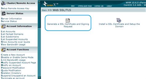 creating and installing ssl certificate in whm