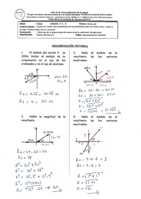 Ejercicios De Descomposicion De Vectores Ejercicios De Física Docsity