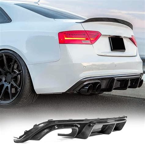 Carbon Fiber Rear Bumper Diffuser Lip For Audi A5 Sline S5 8t 4 Door 2