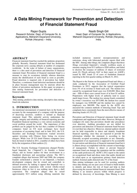 pdf a data mining framework for prevention and detection of financial