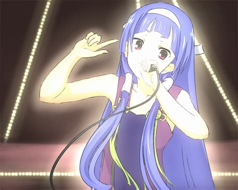 Safebooru Bangs Blue Hair Blunt Bangs Couzone Hair Tubes Hairband