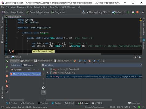 lambda expression breakpoints and debugger watches in rider the