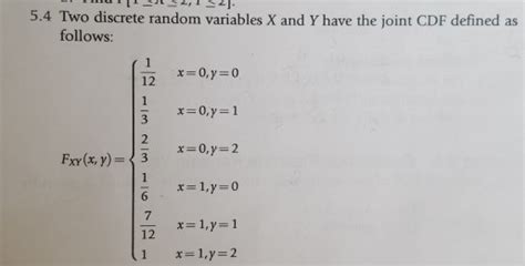 solved 11 3 5 4 two discrete random variables x and y hav