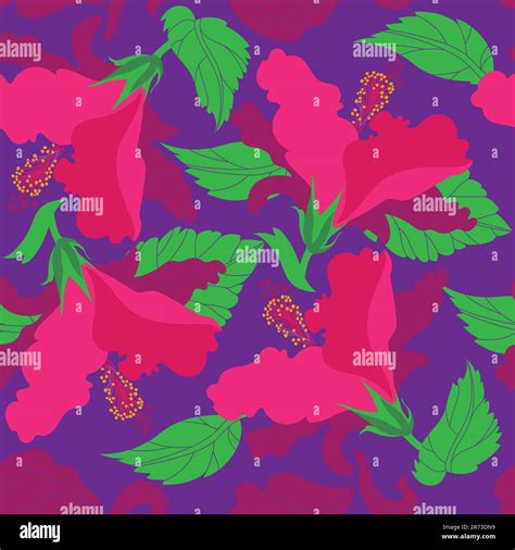 Hibiskus Flower Seamless Pattern Stock Vector Image And Art Alamy