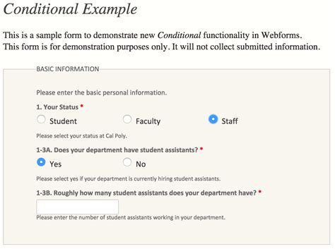 webform conditional example drupal at cal poly cal poly san luis