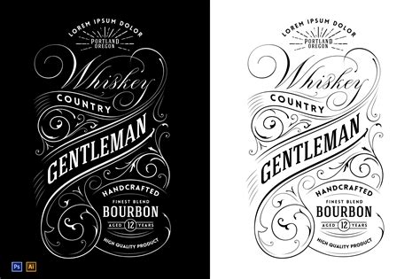 Whiskey Label Logo Creative Illustrator Templates ~ Creative Market