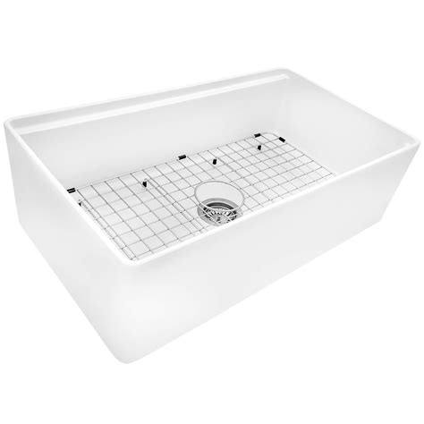 Ruvati 33 Inch Fireclay Workstation White Farmhouse Kitchen Sink Apron