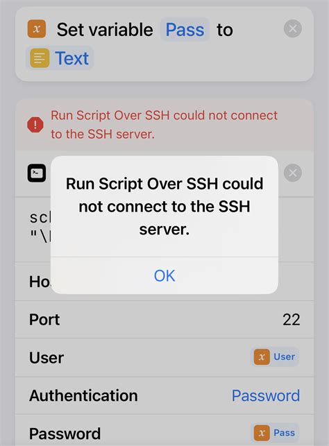 run script over ssh could not connect to the ssh server r ssh