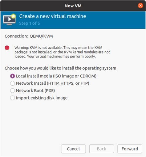 linux kernel creating vm s using kvm error unit rvice
