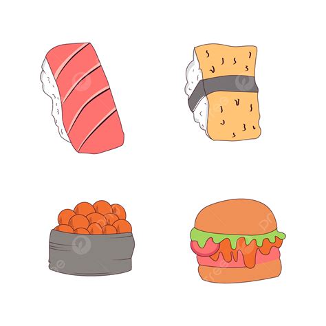 รูปคอลเลกชันสติกเกอร์อาหาร Png อาหาร ซูชิ สติ๊กเกอร์ภาพ Png และ