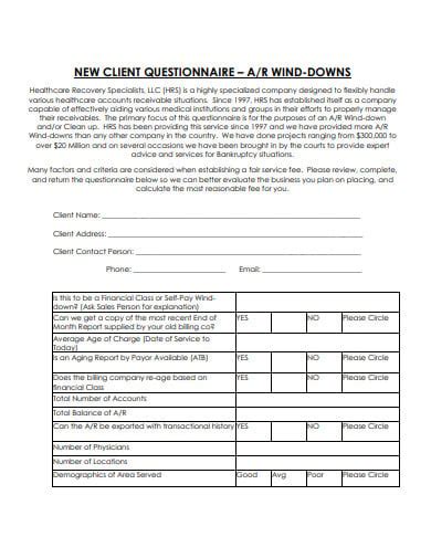10 New Client Questionnaire Templates In Pdf Ms Word