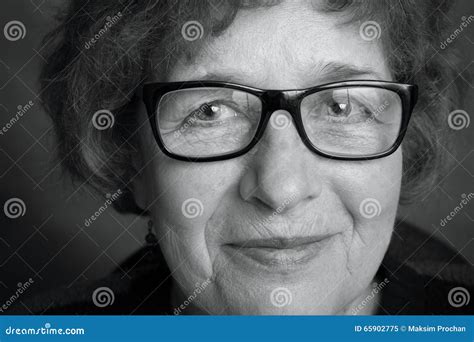 Portrait Of A Beautiful Older Woman With Glasses Stock Image Image Of