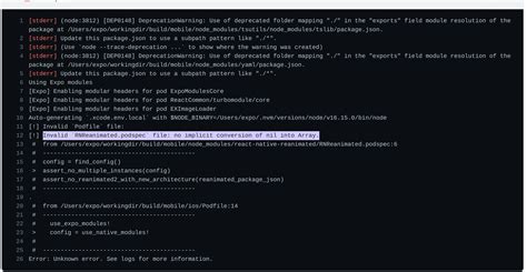 invalid `rnreanimated podspec` file no implicit conversion of nil into