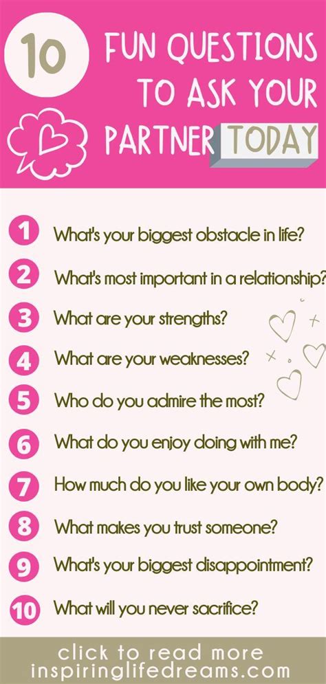 200 Fun Questions To Ask Your Partner Today Relationship Infographic