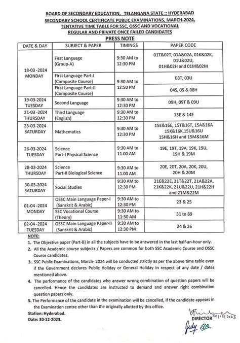10th Board Exam Date 2024 Ssc Telangana Jeri Rodina