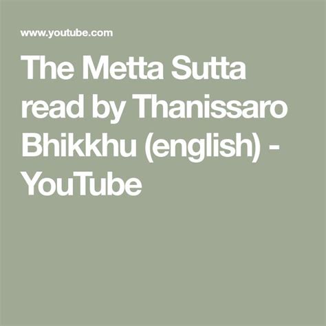 The Metta Sutta Read By Thanissaro Bhikkhu English Youtube