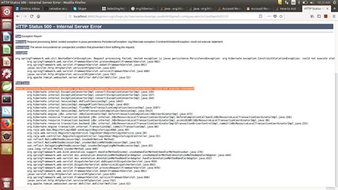 java javax persistence persistenceexception org hibernate exception