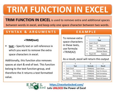 trim function in excel remove extra spaces excel unlocked