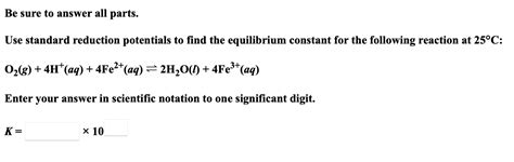 Solved Be Sure To Answer All Parts Use Standard Reduction