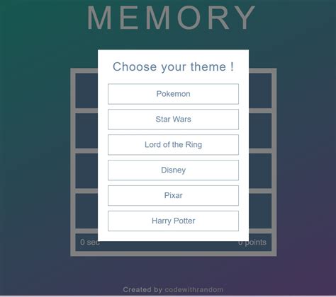 how to create a memory game using html css and javascript