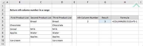 return nth column number in a range excel and vba exceldome