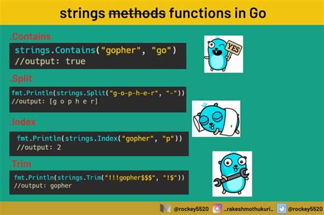 8 most used functions of strings package in go by rakesh dev genius