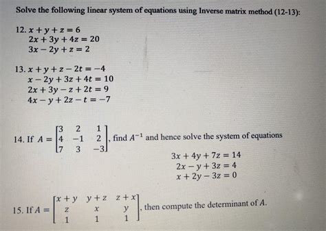 Solved Solve The Following Linear System Of Equations Using