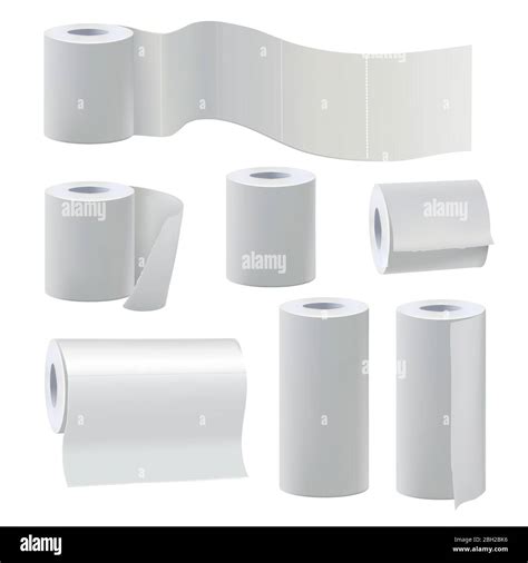 Different Rolls Of Blank Toilet Papers Vector Illustration Set Paper