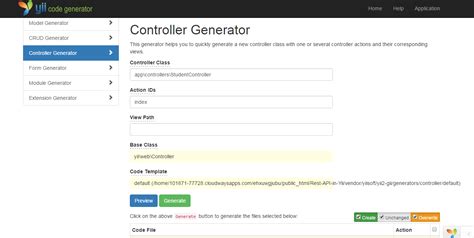 create a yii2 powered rest api and actions