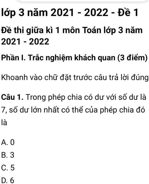 Solved Text Lá›p 3 NÄƒm 2021 2022 Ä á 1 Ä á Thi Giá¯a KÃ¬ 1 MÃ´n