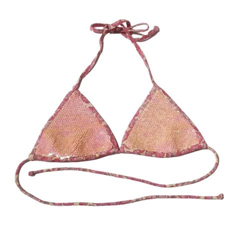 Victorias Secret Victorias Secret Womens S Sequin Triangle Bikini Top