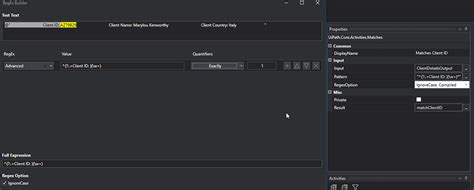 regex matches activity doesn t return values as intended and shown in