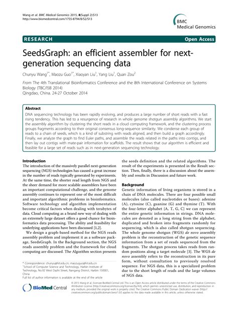 pdf seedsgraph an efficient assembler for next generation sequencing